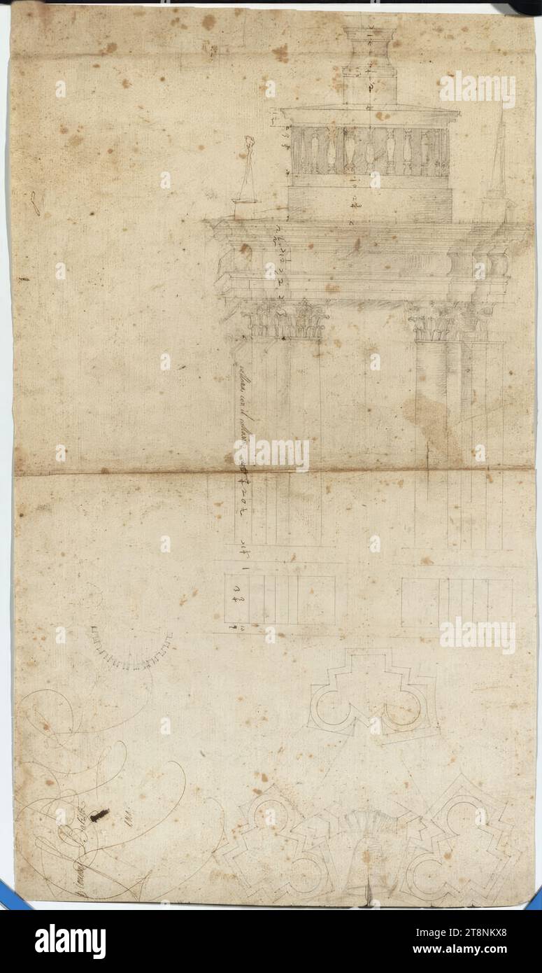 Rome, San Carlo alle Quattro Fontane, Campanile, architectural drawing ...