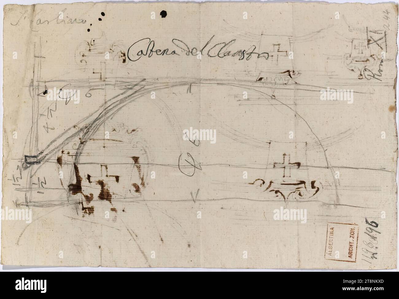 Rome, San Carlo alle Quattro Fontane, monastery courtyard, vault and ...