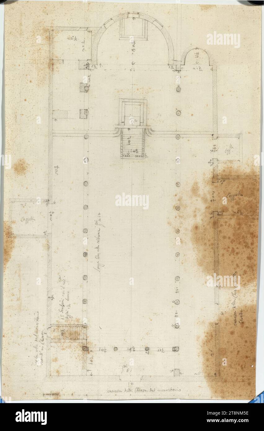 Rome, Santa Sabina, floor plan, architectural drawing, paper, medium ...