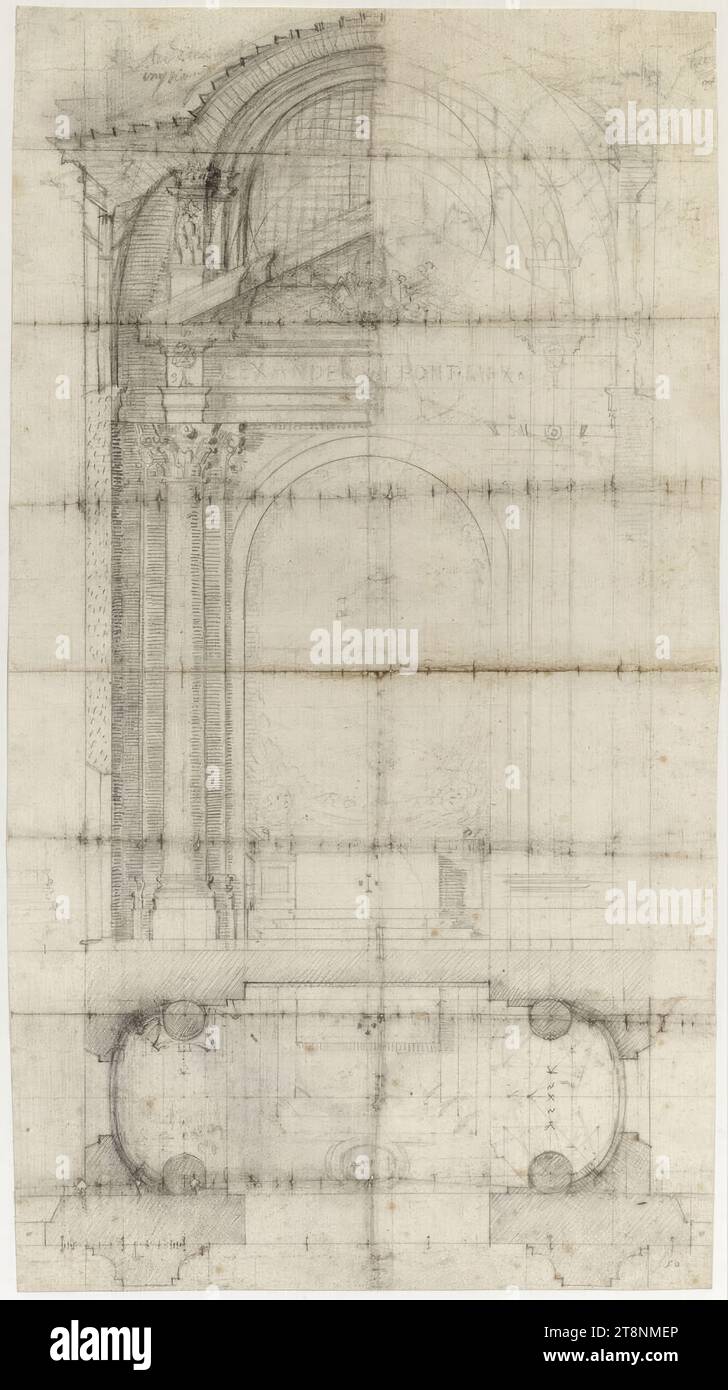 Rome, San Giovanni in Laterano, side chapel, architectural drawing ...