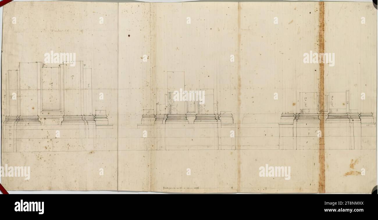 Rome, Sant' Agnese, facade, 1653, architectural drawing, paper, firm ...