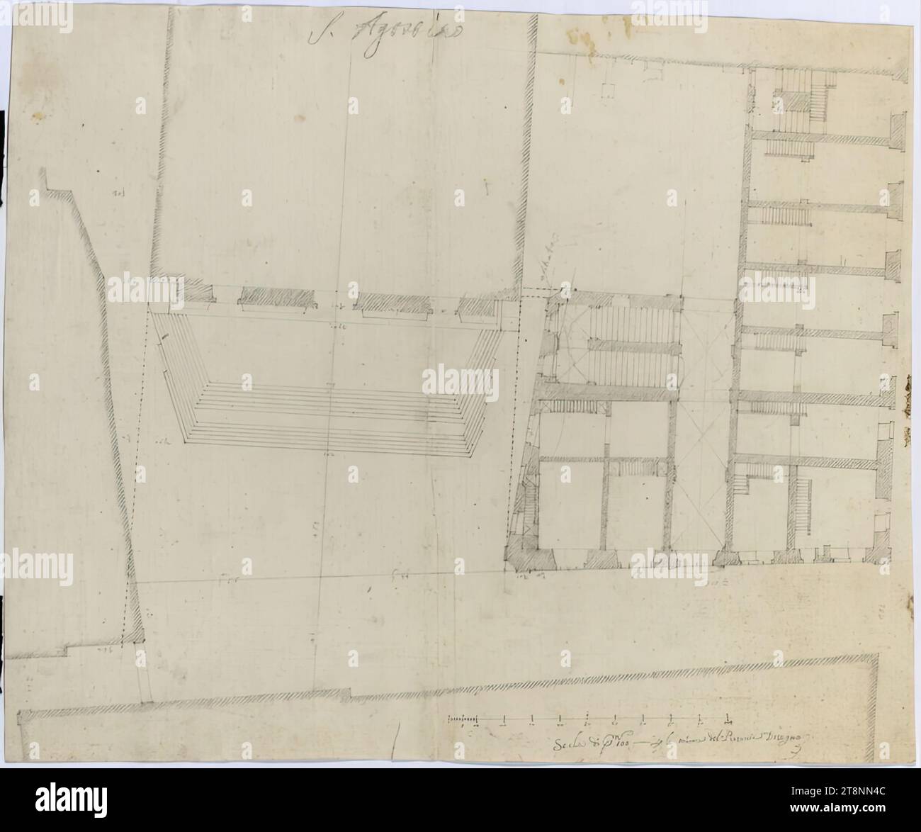 Rome, Sant' Agostino, Convent and Square, Architectural Drawing, Paper ...