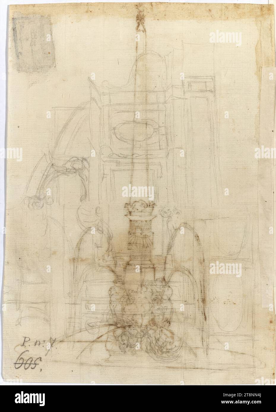 Rome ?, stalls in two draft versions, 17th century, architectural ...