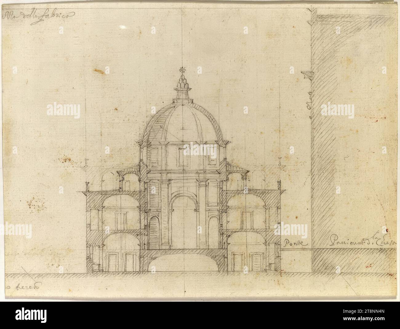 Rome, San Pietro in Vaticano, Sacristy Project, Cross Section, 1661 ...
