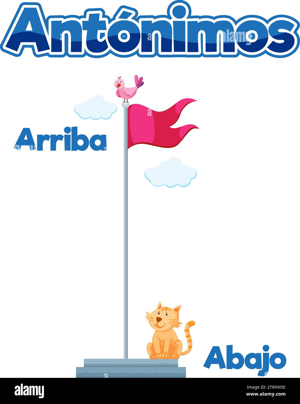 Learn Spanish antonyms with illustrated picture word cards Stock Vector ...