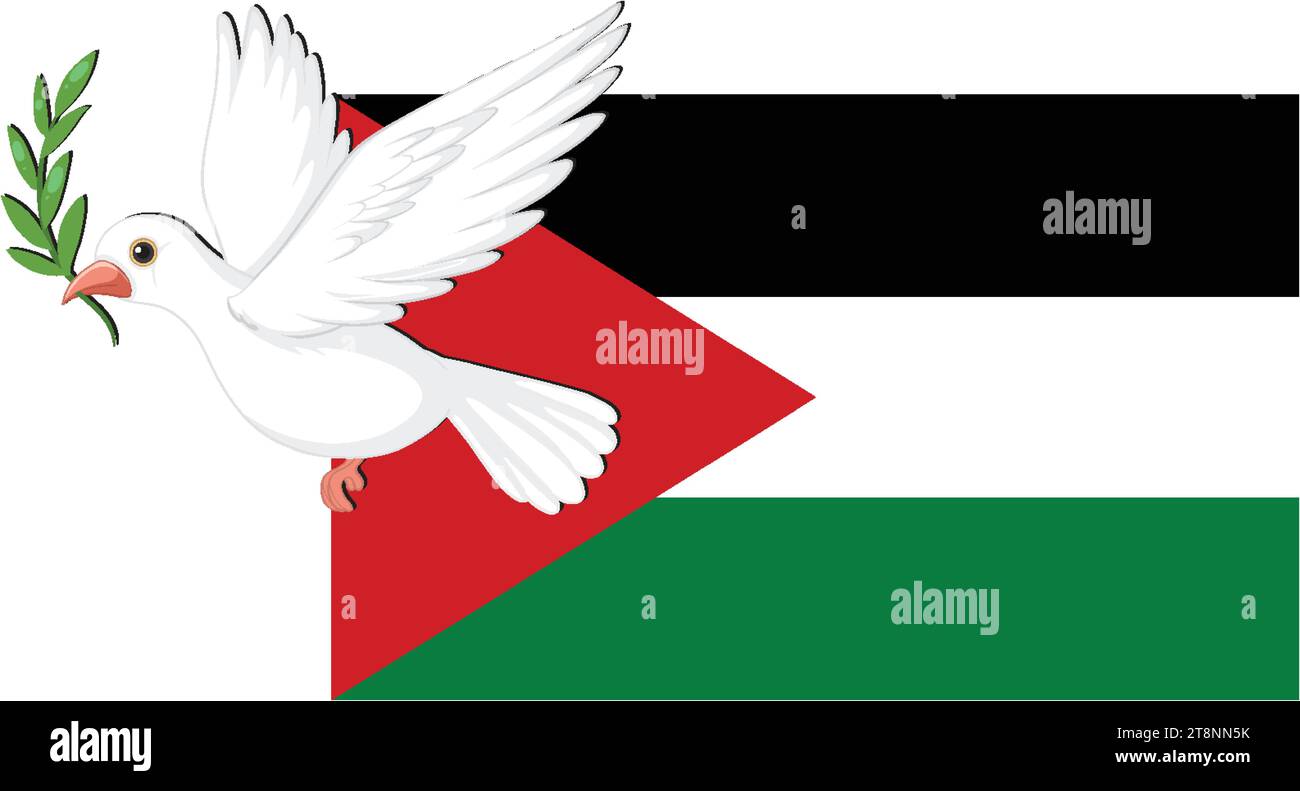 A Vector Cartoon Illustration Of A White Bird Flying With The Flag Of