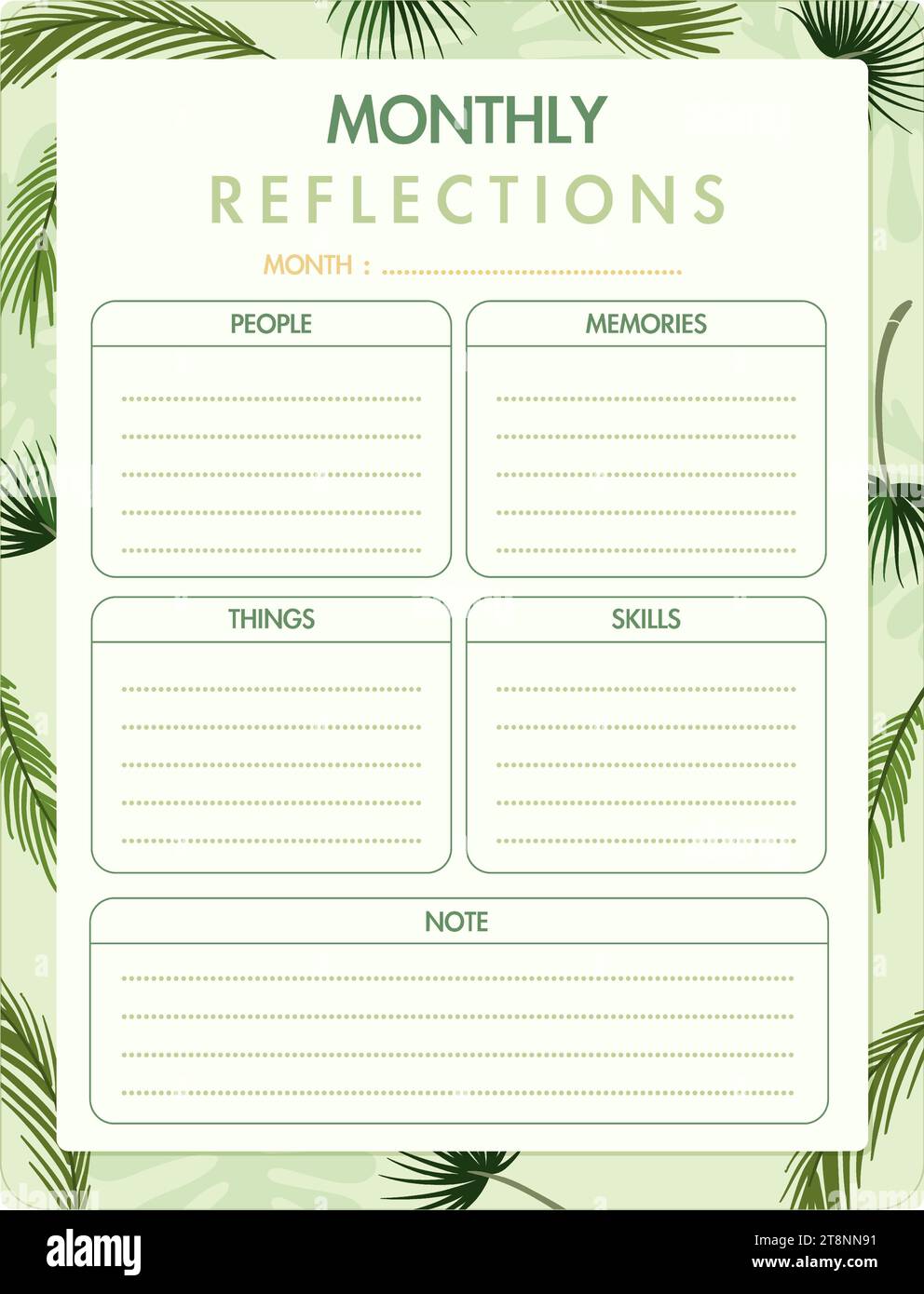 A vector cartoon illustration style diary template with a green ...
