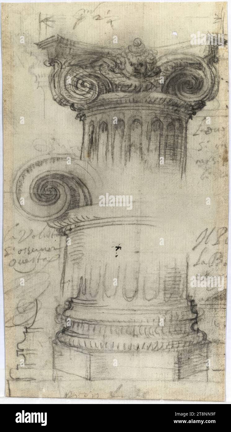 Rome, Collegio di Propaganda Fide, sketches of a column with an Ionic ...