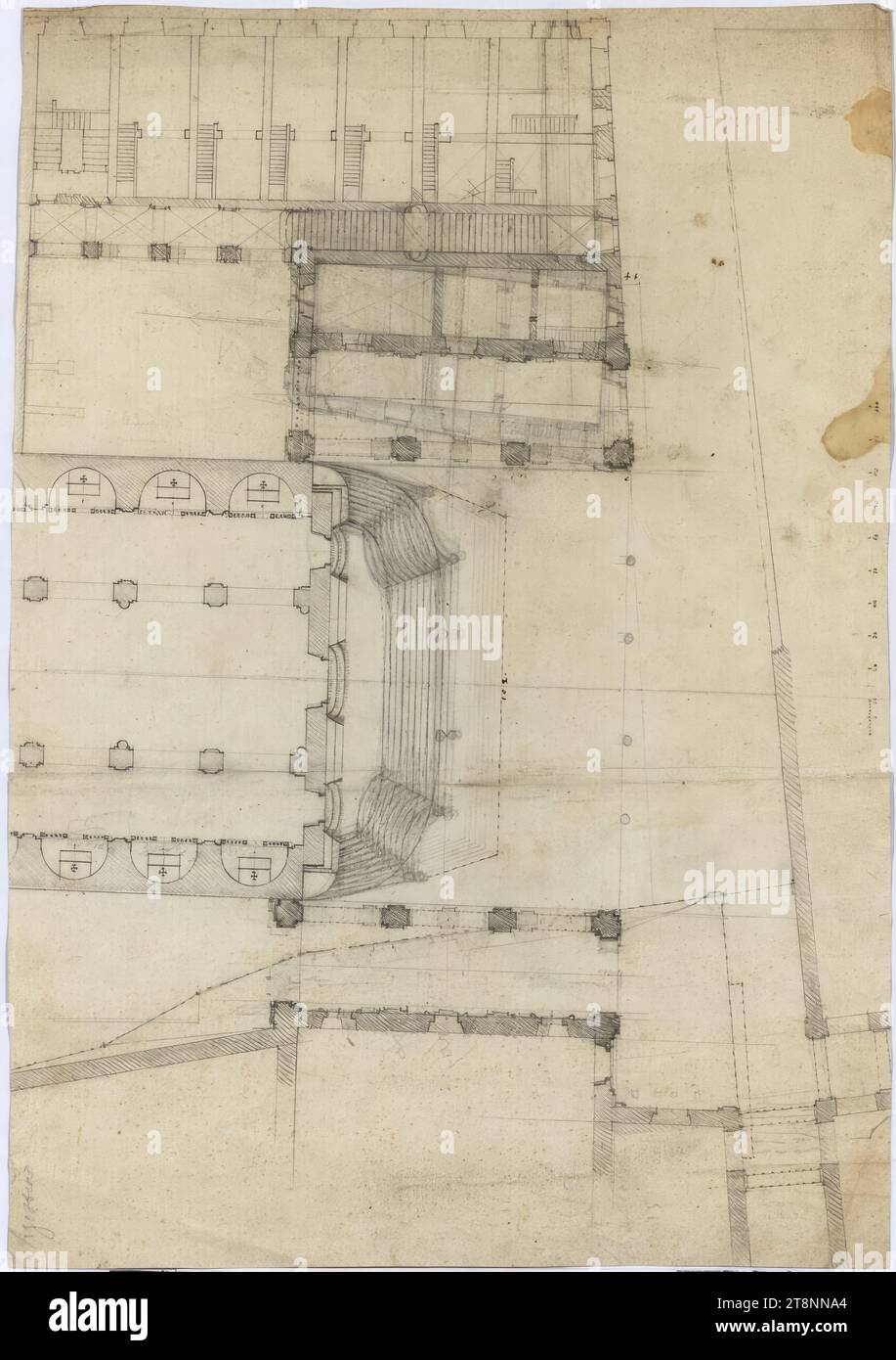 Rome, Sant' Agostino, convent and square with porticoes, architectural ...