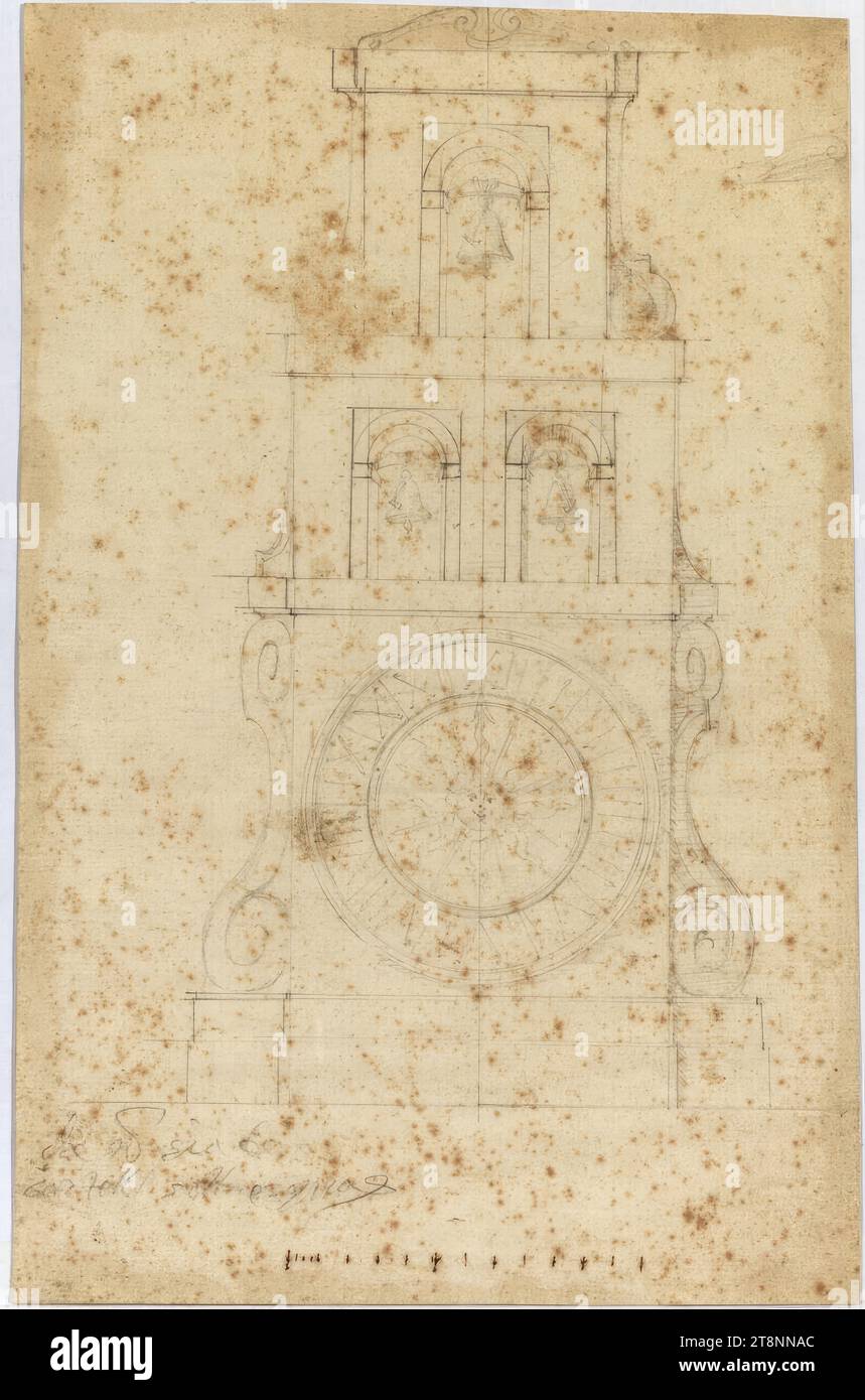 Rome, Monte della Pietà, Clock Tower, 1623-1624, Architectural Drawing ...
