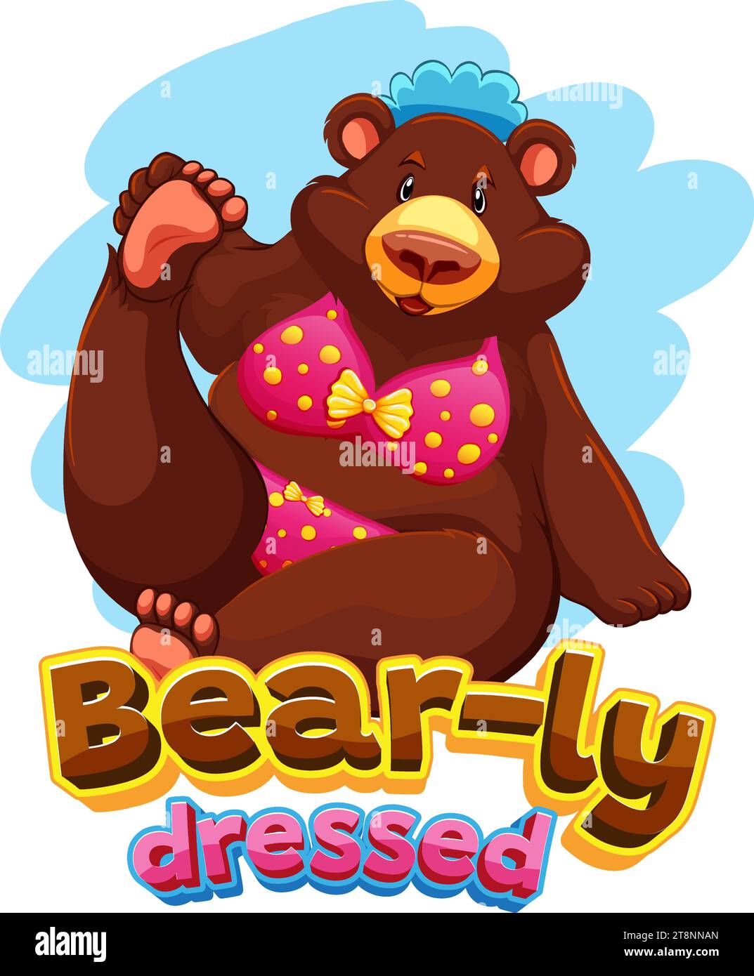 A hilarious cartoon illustration of a bear dressed in a humorous way ...