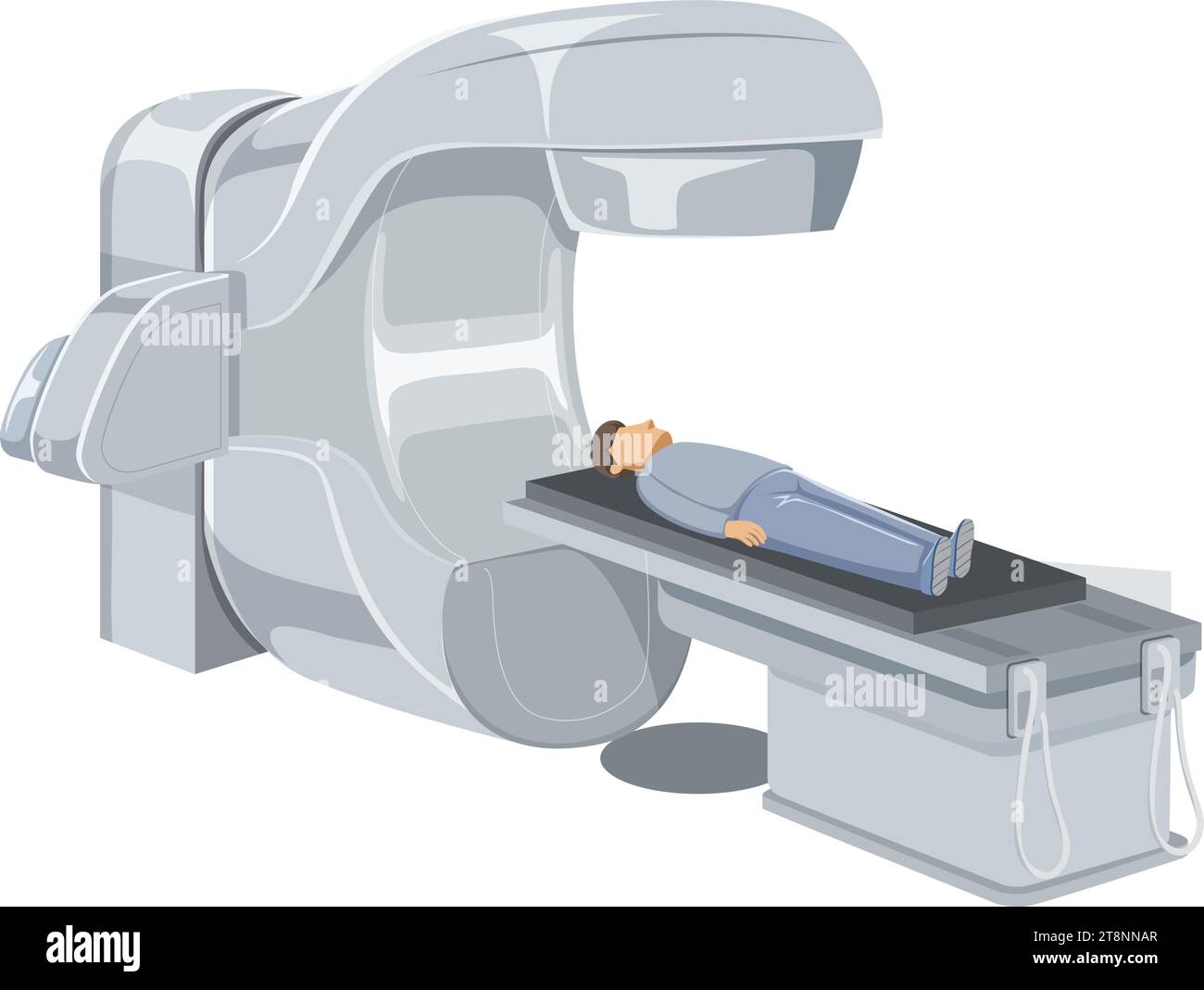 Vector cartoon illustration of people undergoing medical imaging on an ...
