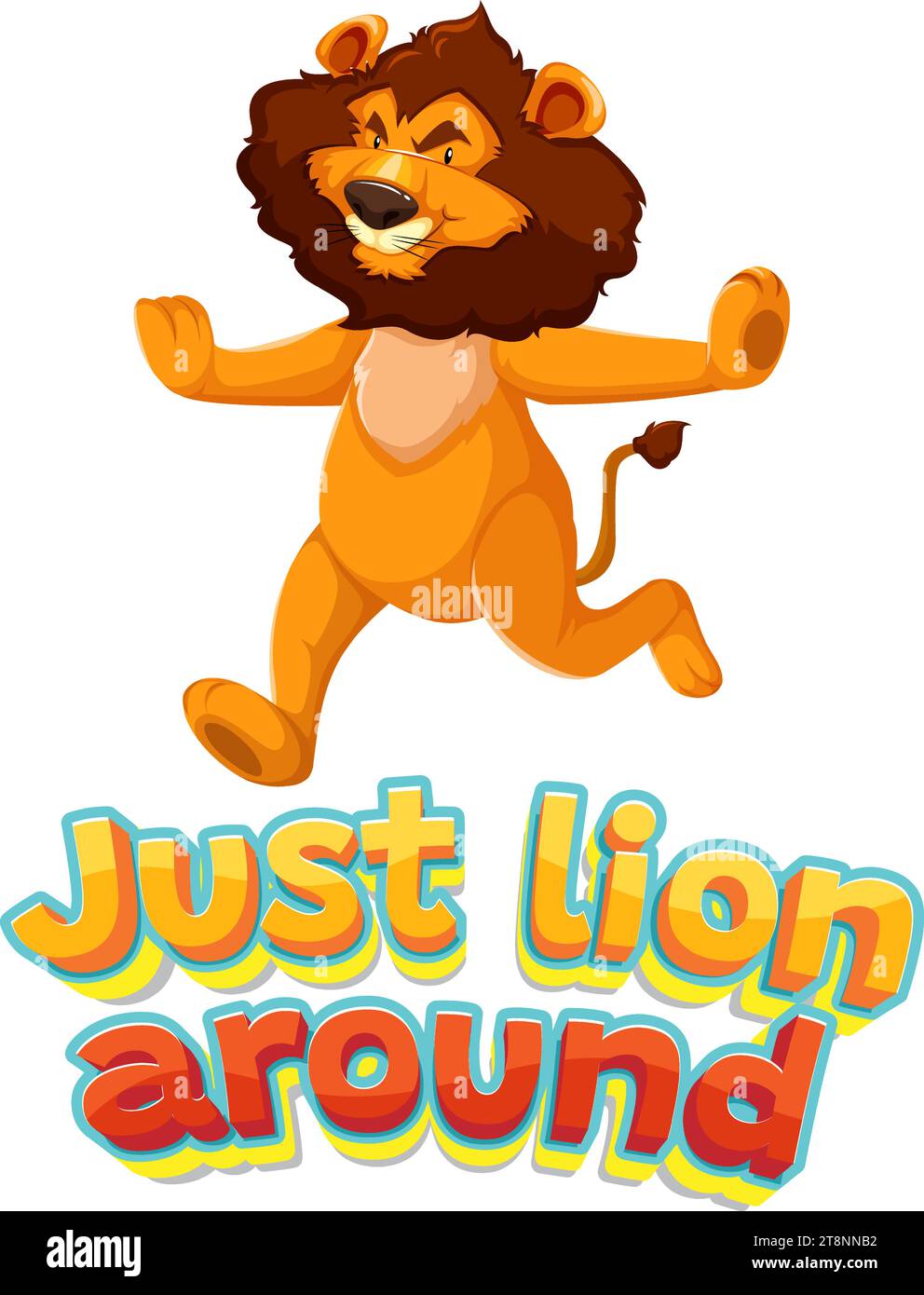 A hilarious cartoon illustration of a lion engaging in playful antics ...