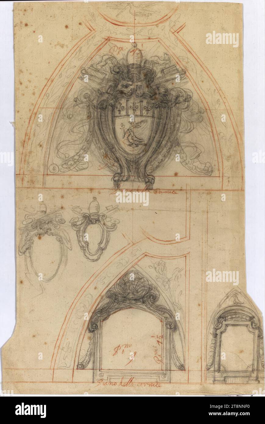 Rome, S.Giovanni in Laterano, aisle, vault structure with papal coat of ...