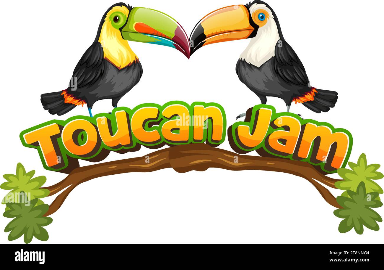 A cute and funny cartoon illustration of a toucan jamming Stock Vector ...