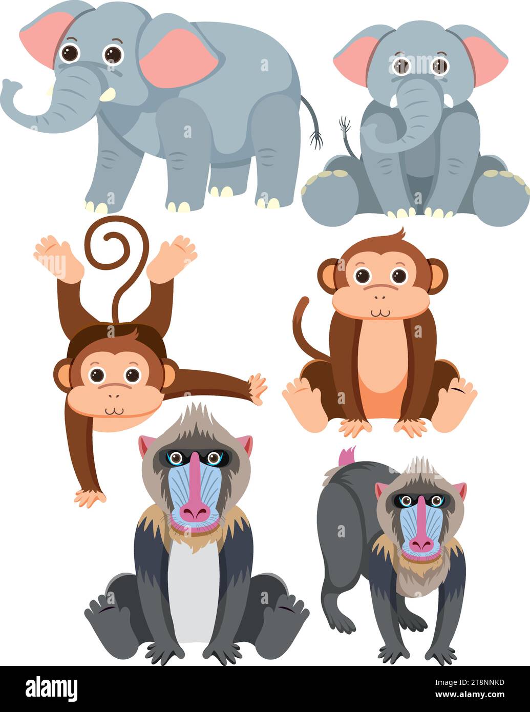 Illustration featuring cute safari animals Stock Vector Images - Alamy