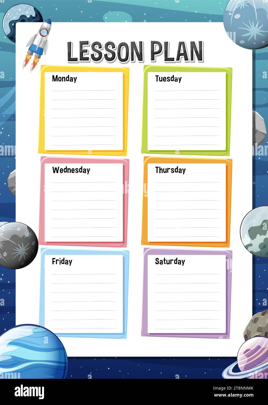 Colorful vector illustration of outer space for educational purposes ...