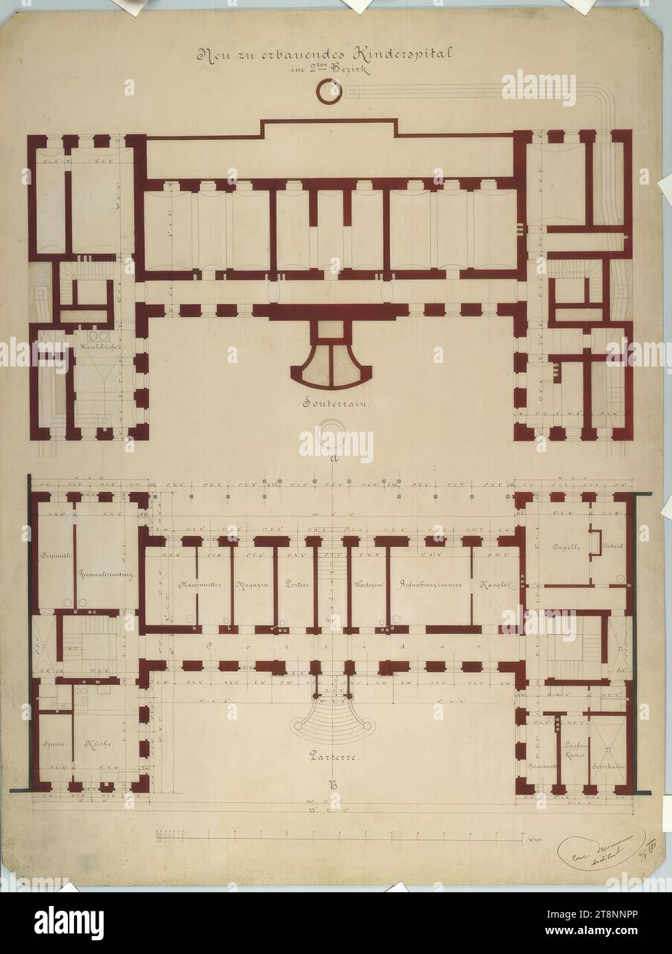 Vienna II, Obere Augartenstraße 26, children's hospital, floor plan ...