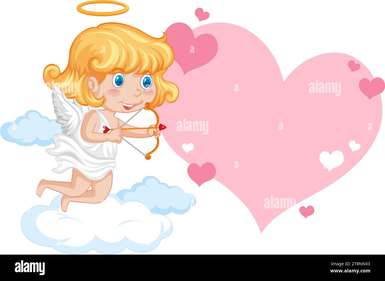 Vector illustration of an adorable angel holding a heart arrow Stock ...