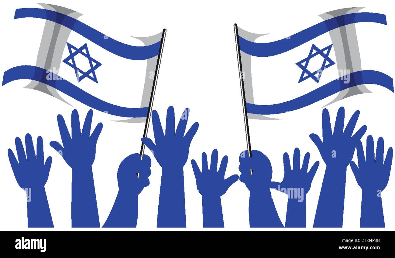 Illustration of a human hand holding the Israel flag, promoting peace ...
