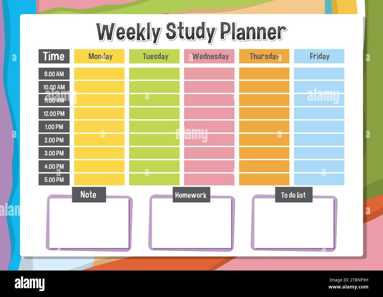 Cartoon-style template for weekly lesson plans Stock Vector Image & Art ...