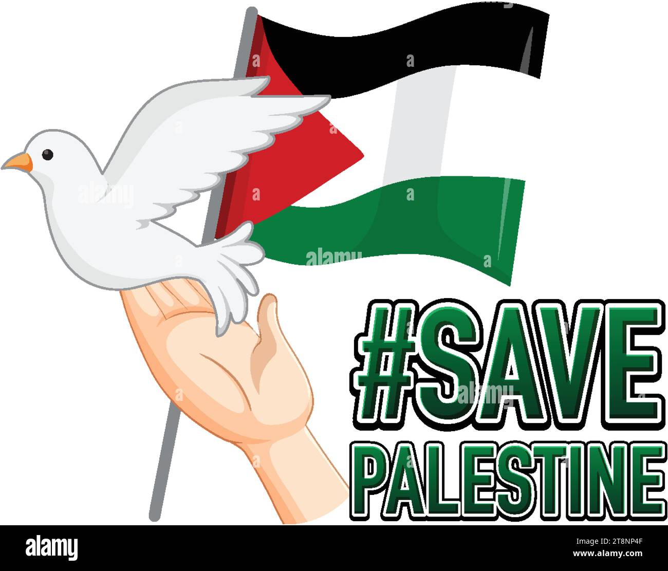 Illustration of a white bird holding a peace sign with a human hand, in ...