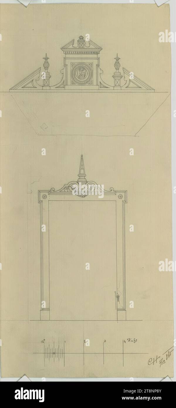 Door frame and overdoor or window roofing in the style of a German Neo ...