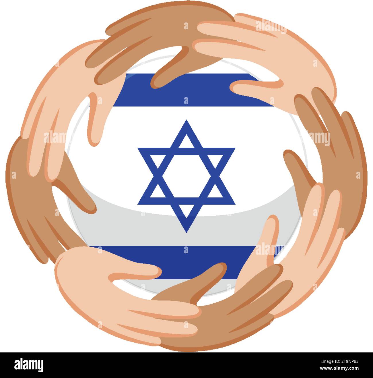 Illustration of multiple hands holding Israel flag symbolizing peace ...