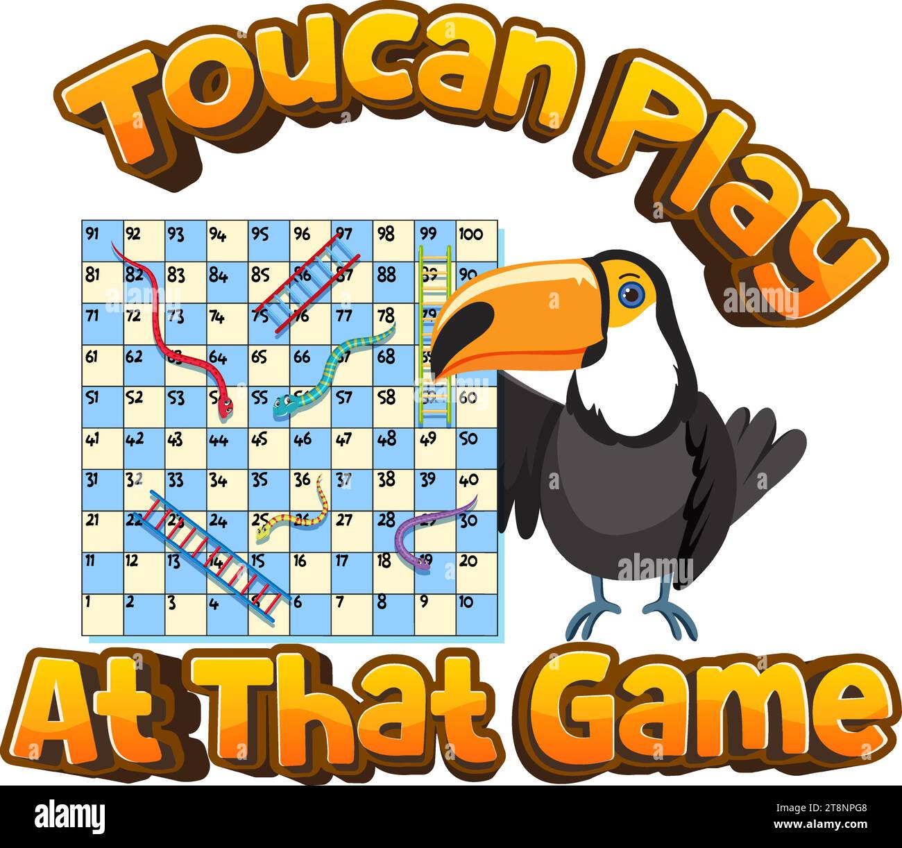 Funny pun with a cute toucan cartoon illustration Stock Vector Image ...