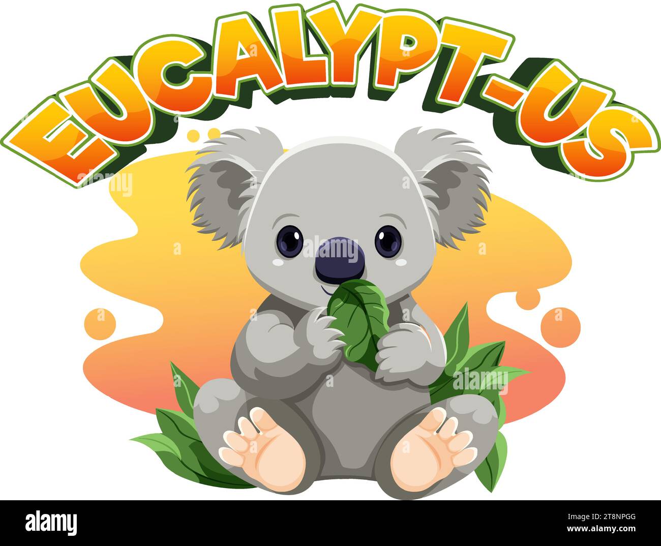 Adorable cartoon koala munching on eucalyptus leaves Stock Vector Image ...