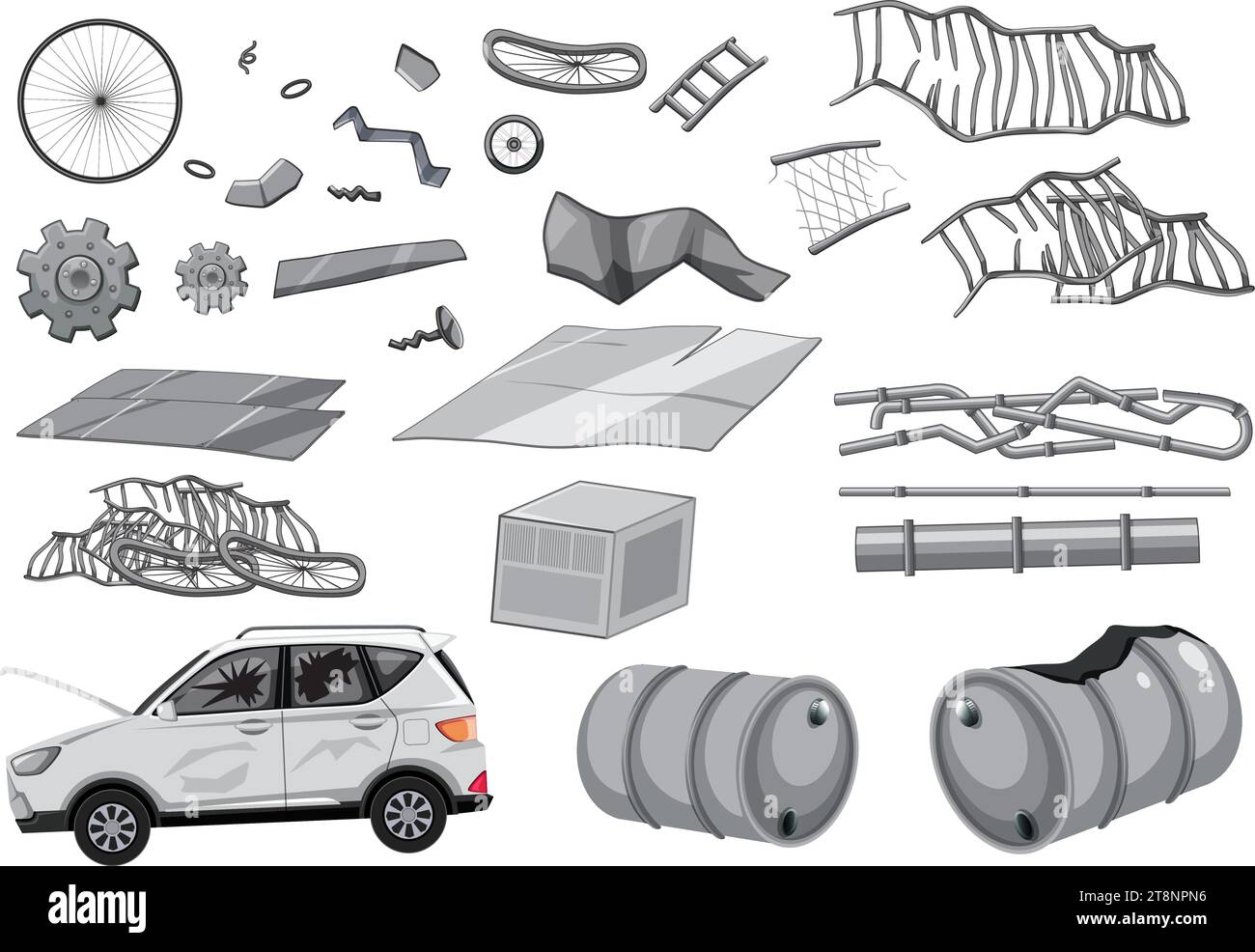 Illustration of a group of broken objects that can be recycled Stock ...