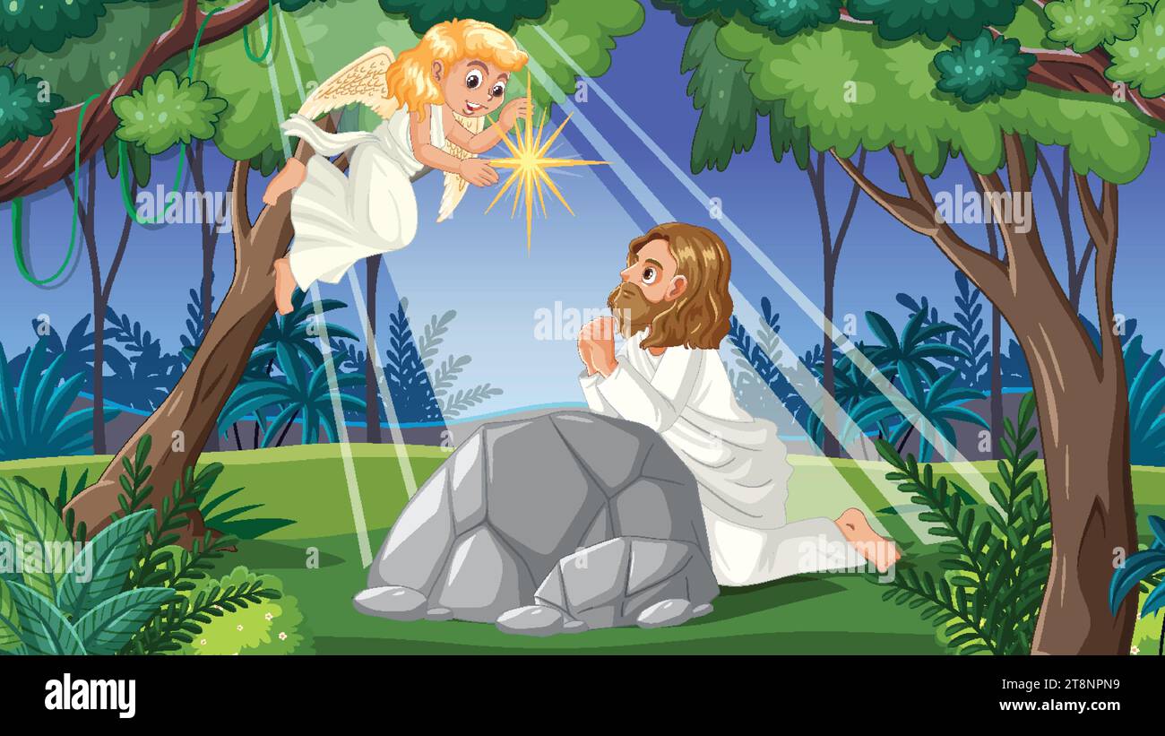 Jesus praying with his disciples Stock Vector Images - Alamy