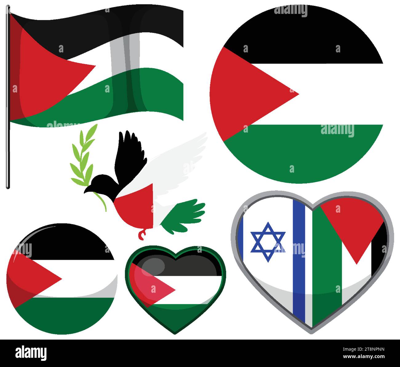 A vector cartoon illustration of the Palestine flag in isolation Stock ...