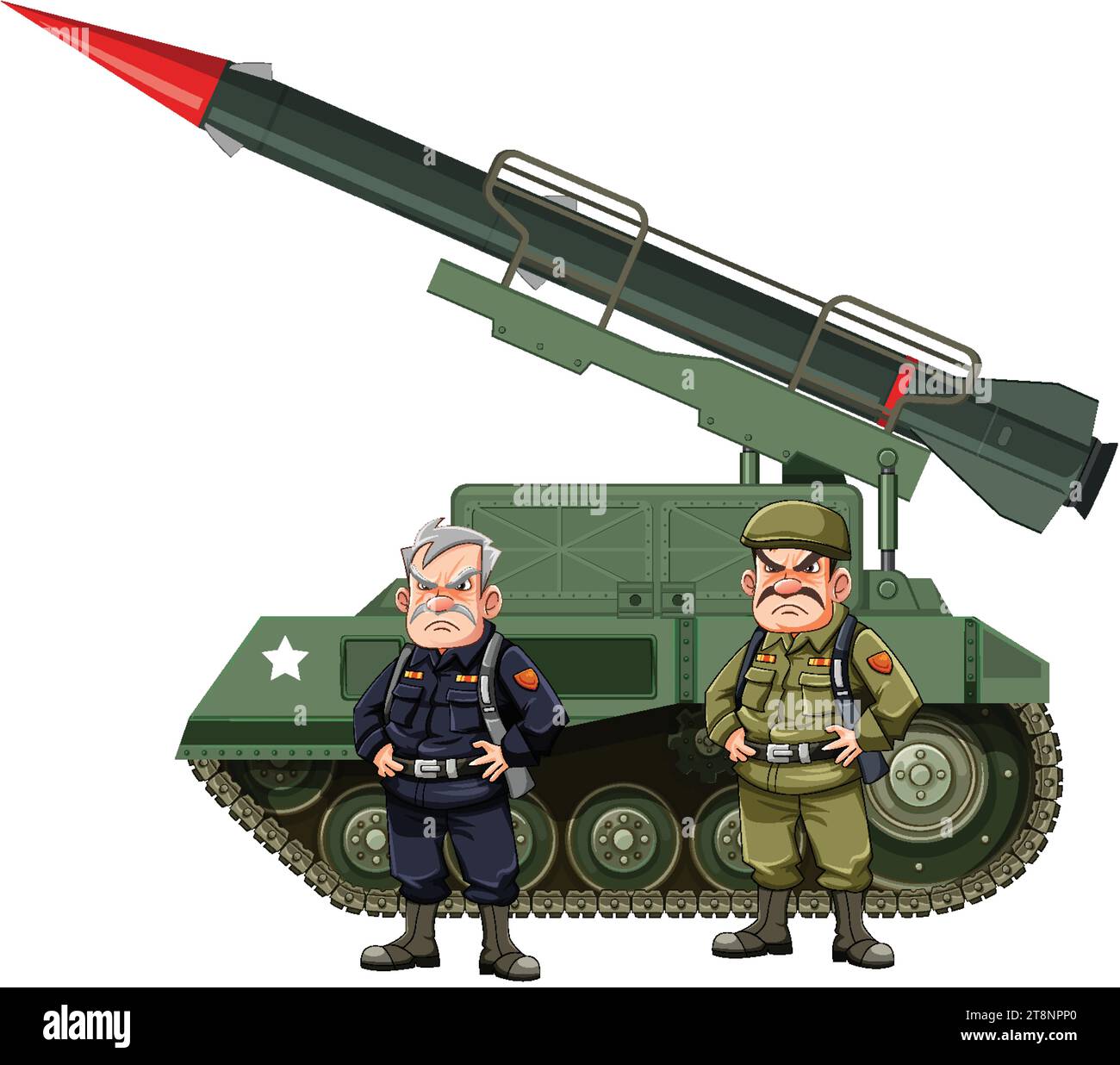 Vector cartoon illustration of a tank with a missile, accompanied by ...