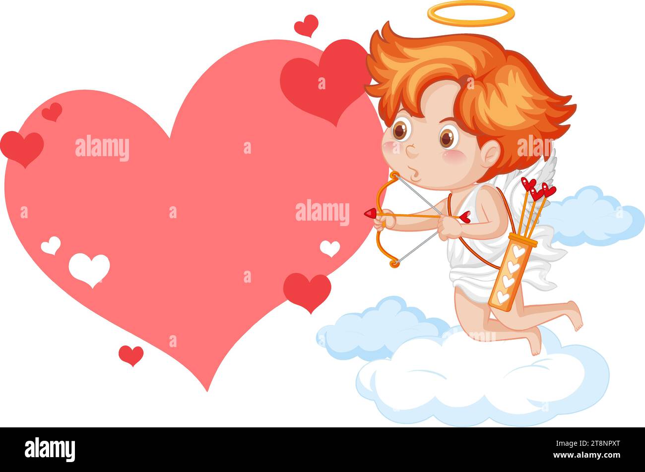 Vector illustration of an adorable angel holding a heart arrow Stock ...