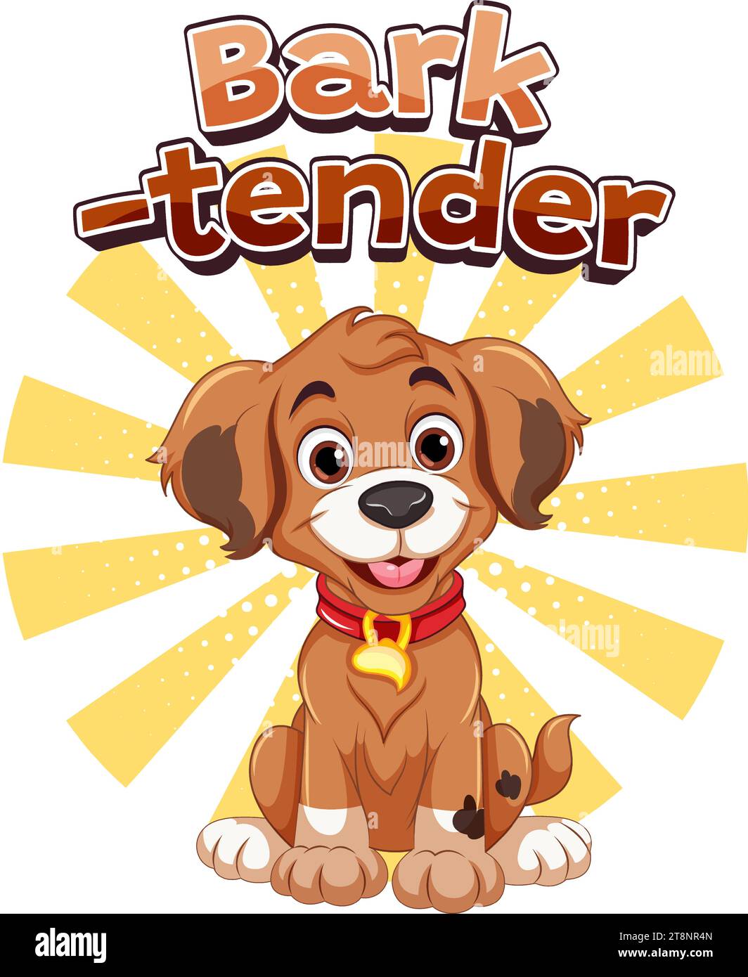 A hilarious cartoon illustration featuring a cute dog as a bartender ...