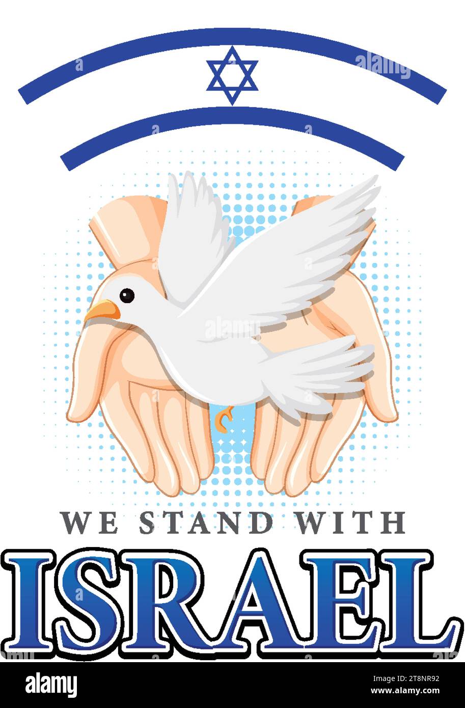 Illustrated cartoon-style image showing support for Israel with a text ...