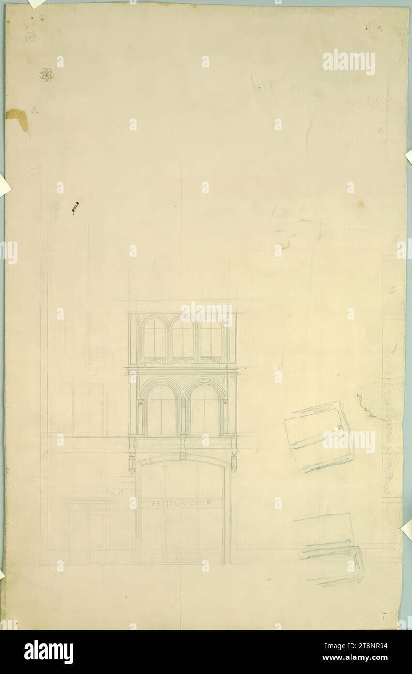 Draft of a tenement house facade, elevation, Carl von Hasenauer (Vienna ...