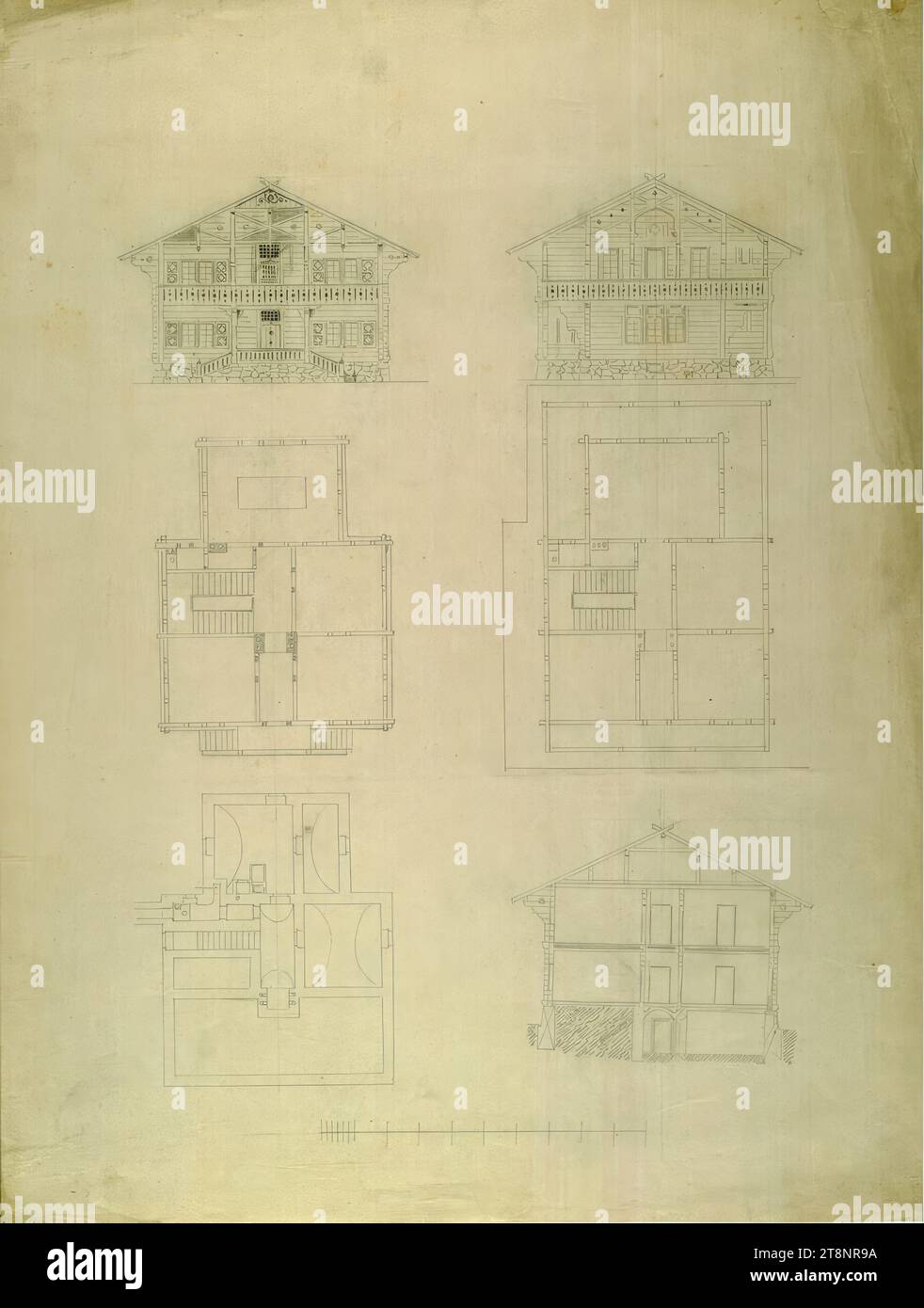 Tyrolean house, floor plans and elevations, Carl von Hasenauer (Vienna ...
