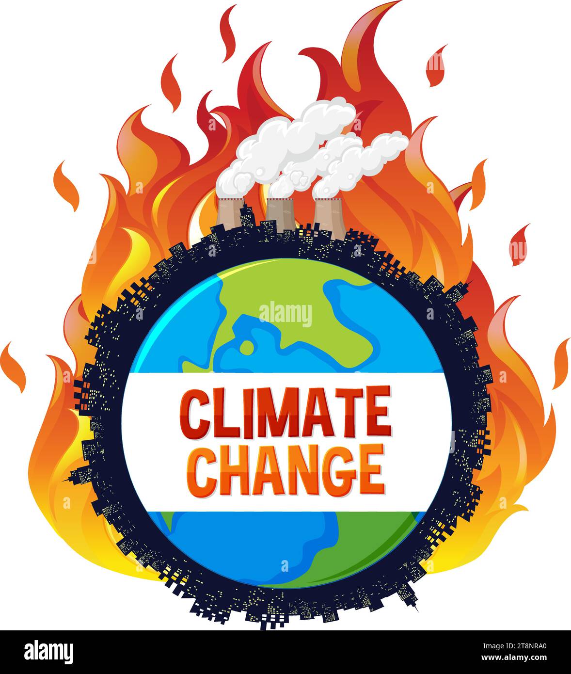 Illustration depicting the impact of climate change with fire on Earth ...