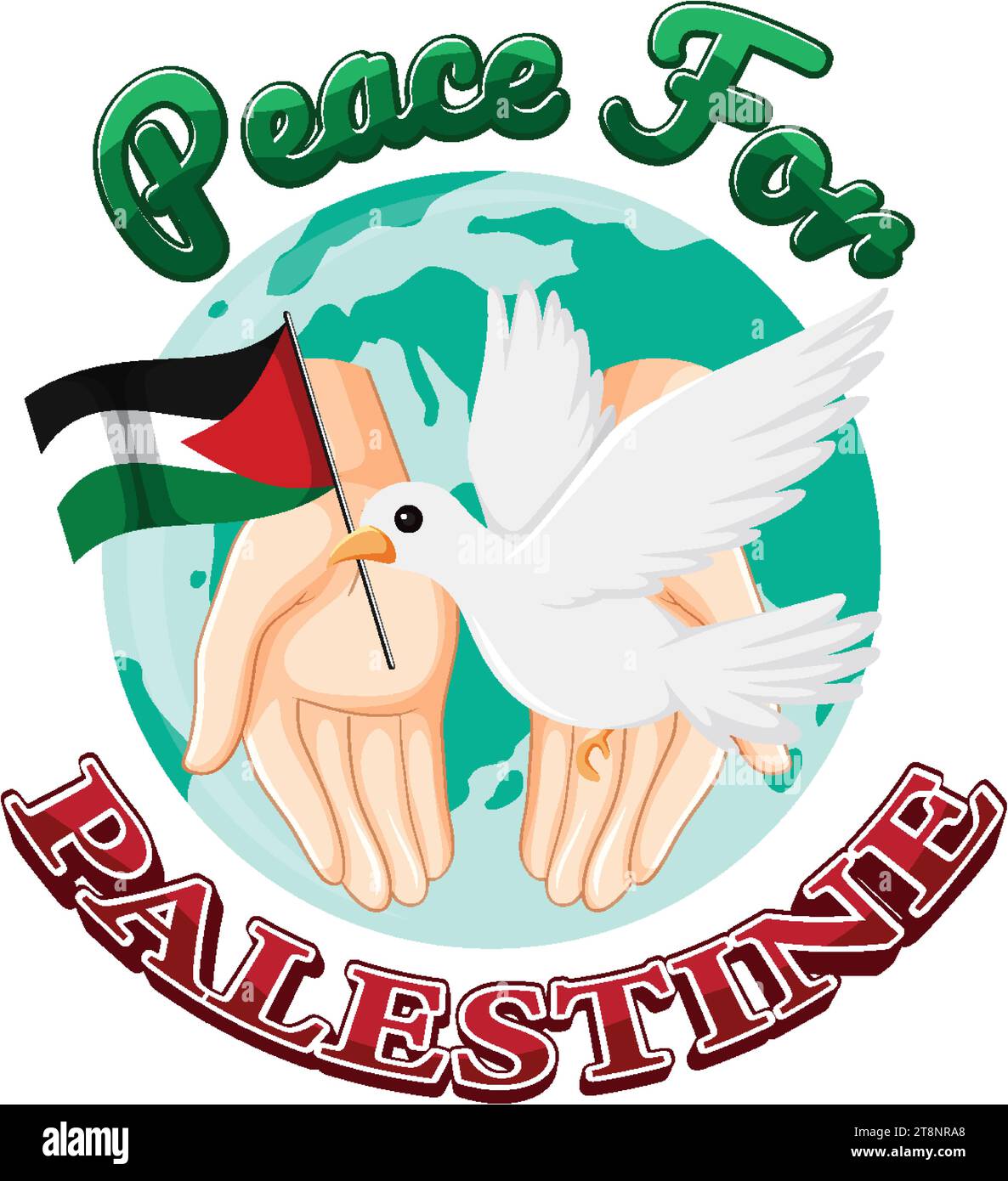 Vector Illustration Of A White Bird Flying With A Peace Sign