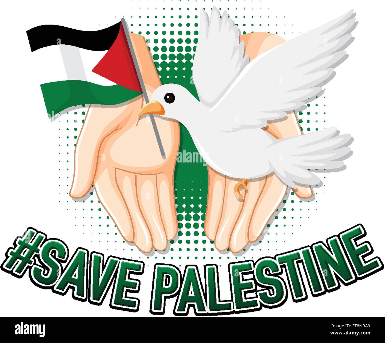 Illustration of a white bird holding a peace sign with a Palestine flag ...