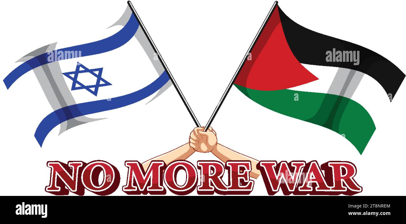 Illustration of Israel and Palestine flags together, symbolizing peace ...