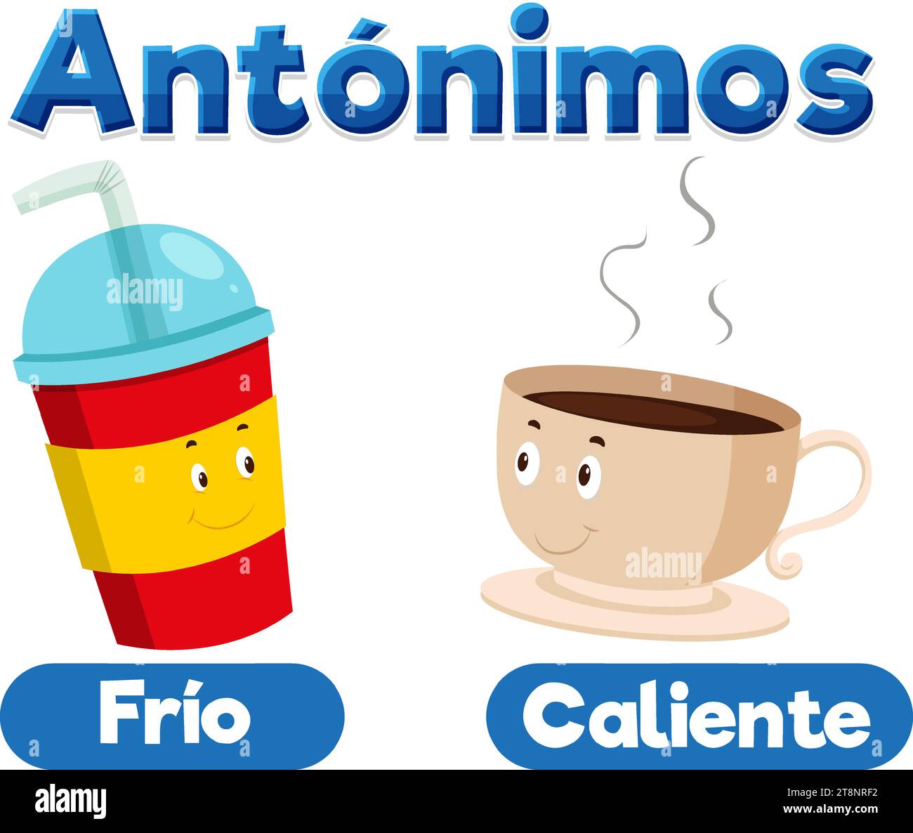Learn Spanish antonyms with a colorful vector illustration means hot ...
