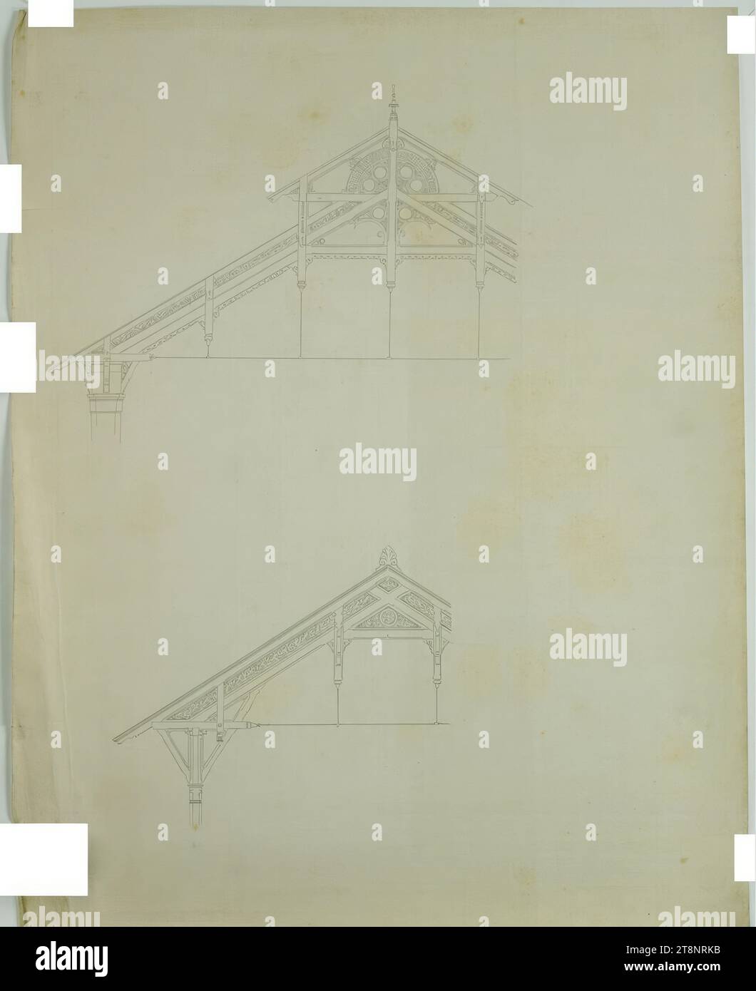 Wooden gable ends (variants to the shelter for carriages and horses of ...