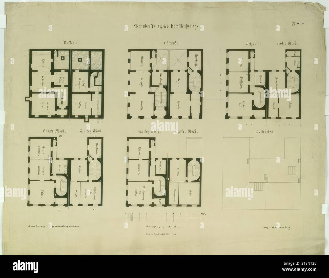 Studies on single-family houses, floor plans, G. Schaumburg, 1864, plan ...