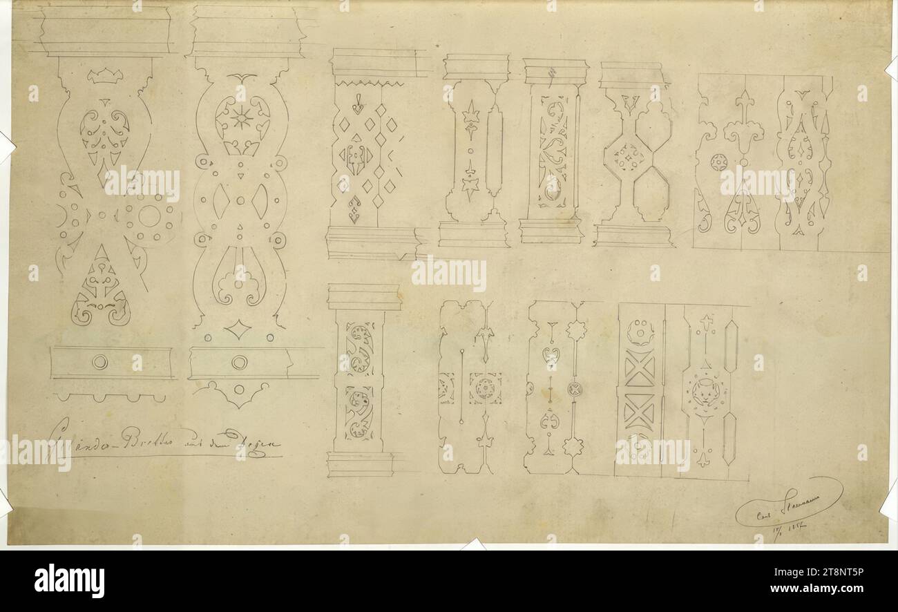 Railing boards, elevations, Carl von Hasenauer (Vienna 1833 - 1894 ...