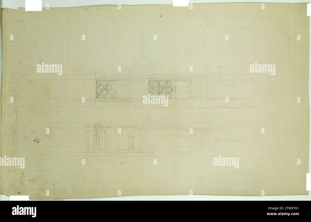 Vienna III, Arsenal, drafts for parapets or parapets, elevations, Carl ...