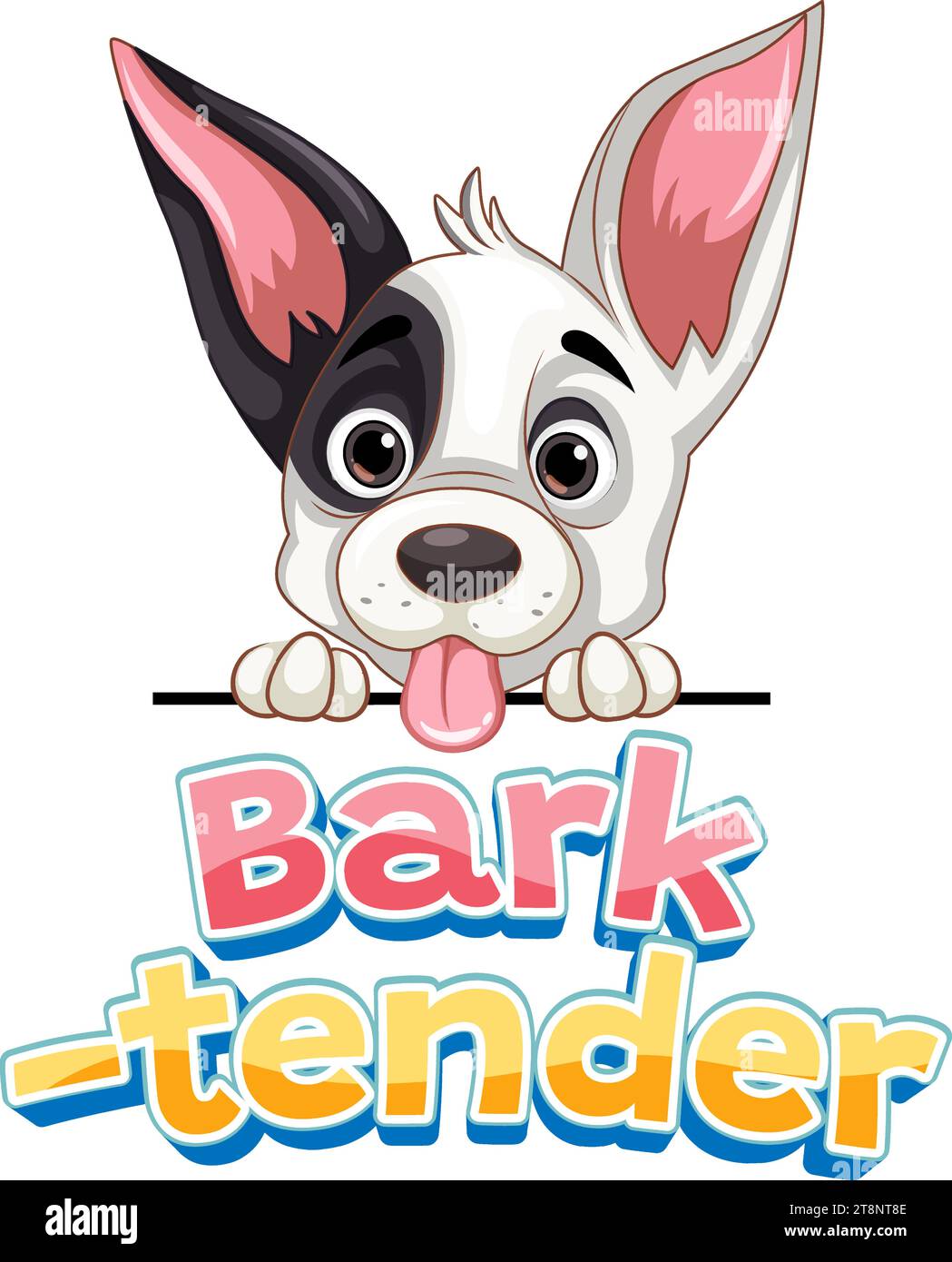 A hilarious cartoon illustration featuring a cute dog as a bartender ...