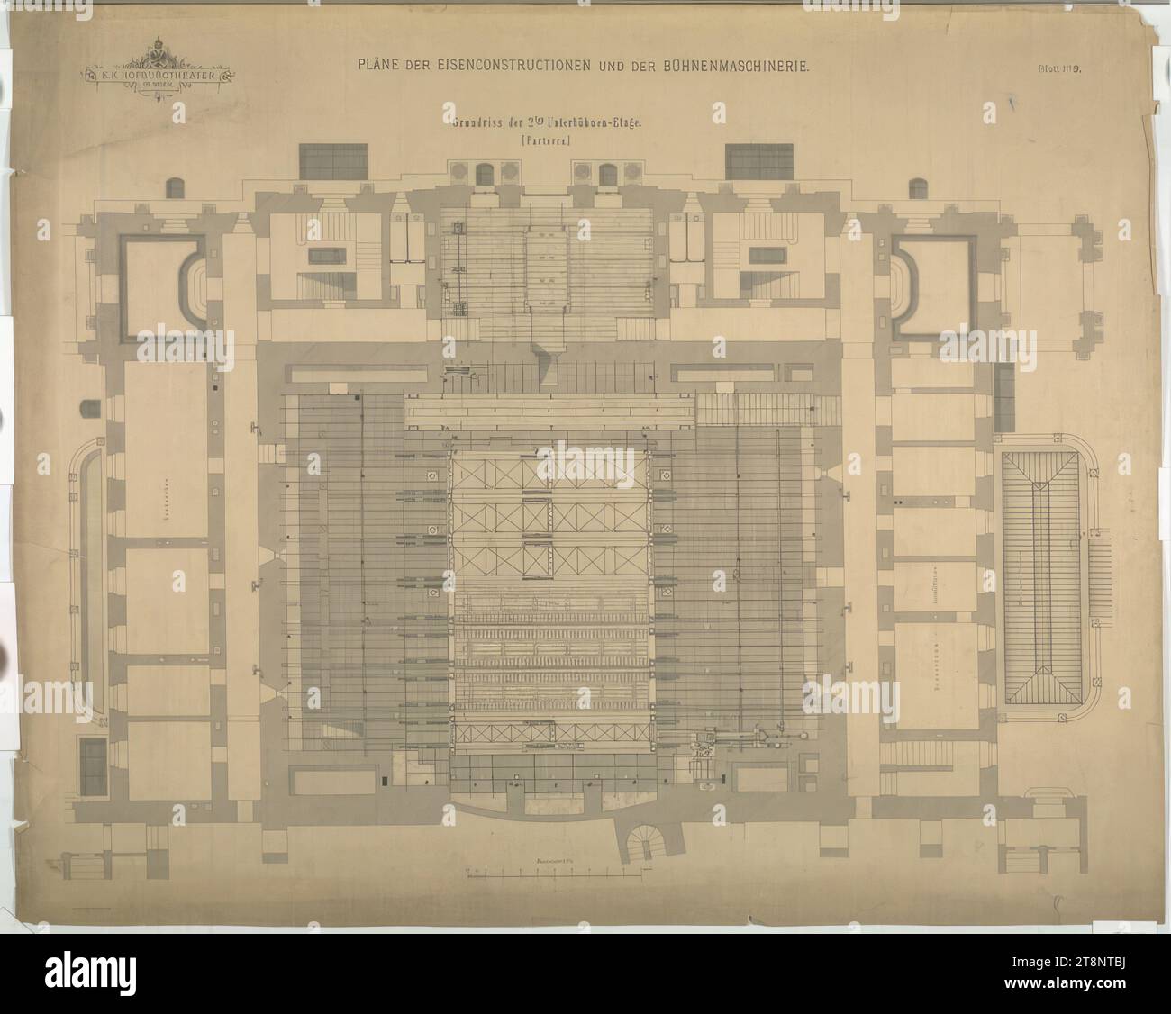 Vienna I, Burgtheater, stage building, 2nd lower stage, floor plan ...